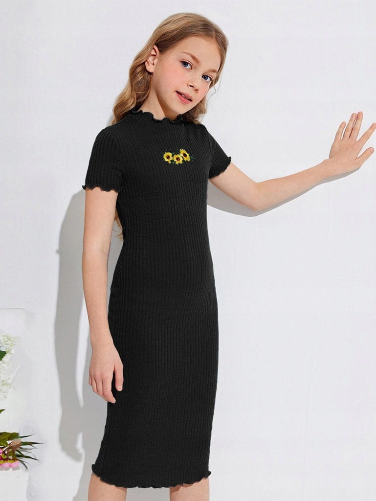 CZARNA SUKIENKA PRĄŻKOWANA Shein _S1H 140 - 15097541064 - oficjalne archiwum Allegro