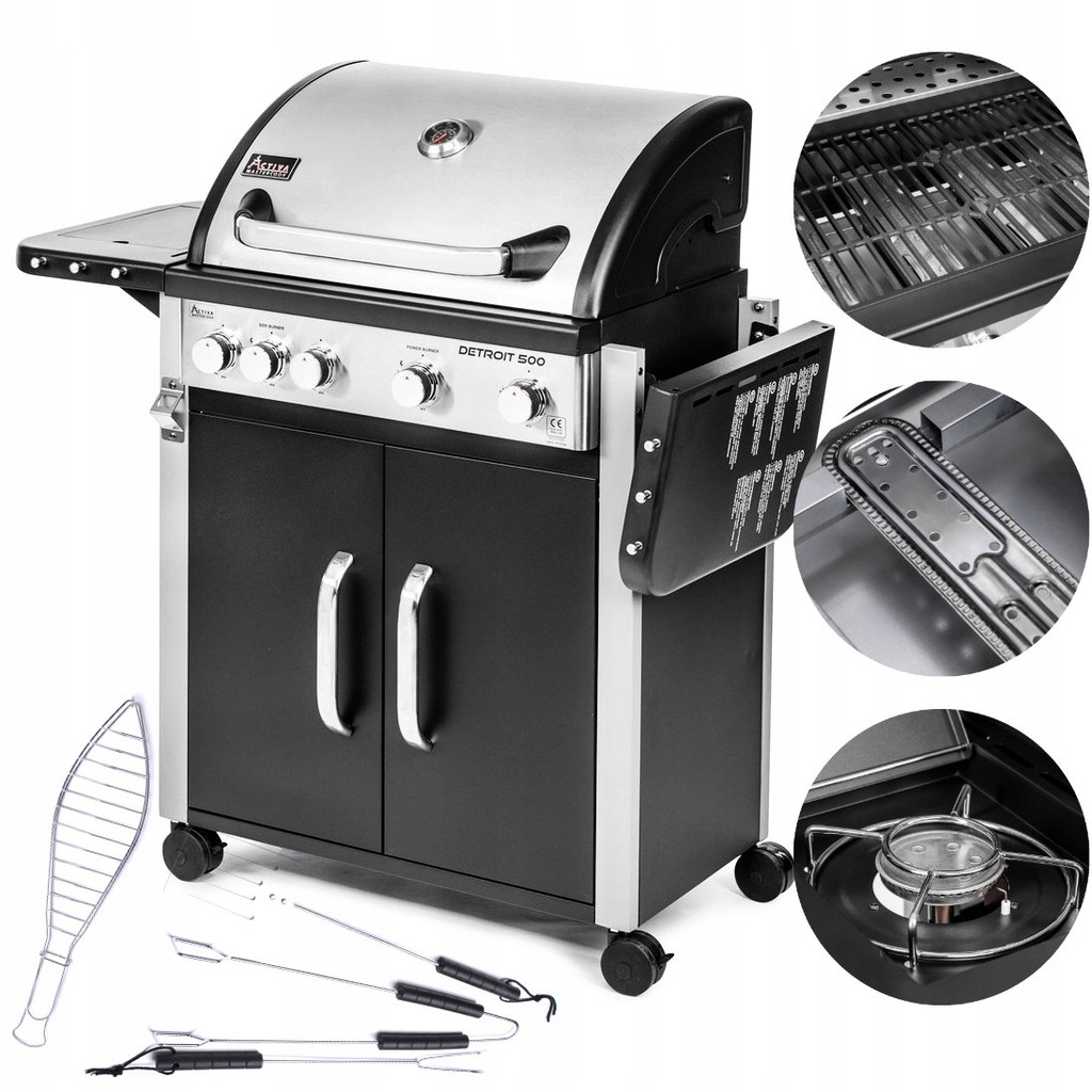 Duży grill Activa DETROIT 500 4+1 12,5 kW + 3,2 kW - 13384430705 ...