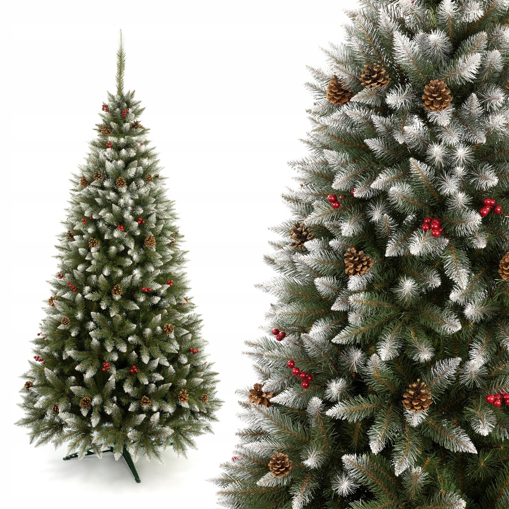 Choinka sztuczna Świerk z jarzębiną, szyszką 250cm - 14470981302 ...