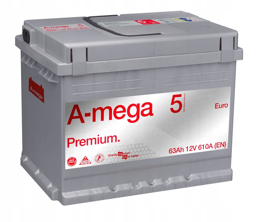 AKUMULATOR AMEGA PREMIUM M5 12V 63Ah 610A P+ - 12200824739 - oficjalne ...