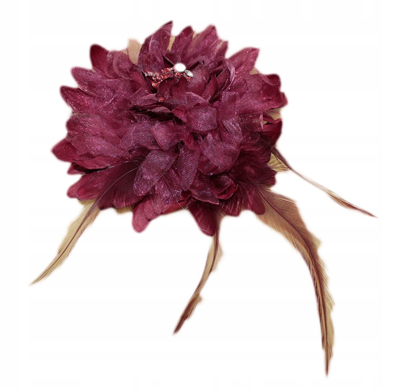 -MARGUT- Spinka broszka duży kwiat piórka bordowy - 13097155310 ...