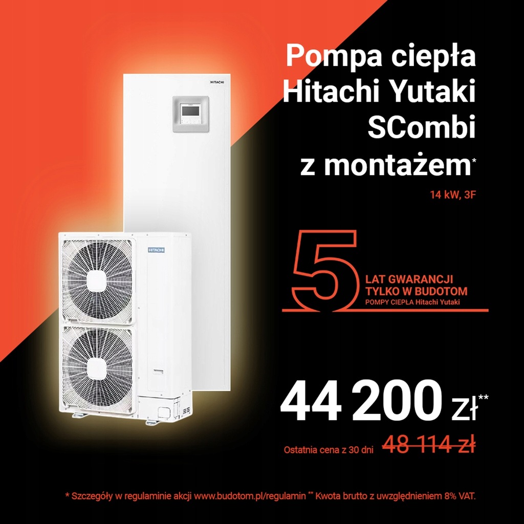 POMPA CIEPŁA Z MONTAŻEM HITACHI YUTAKI S COMBI 14KW PRZEDŁUŻONA GWARANCJA - 14713521642 ...