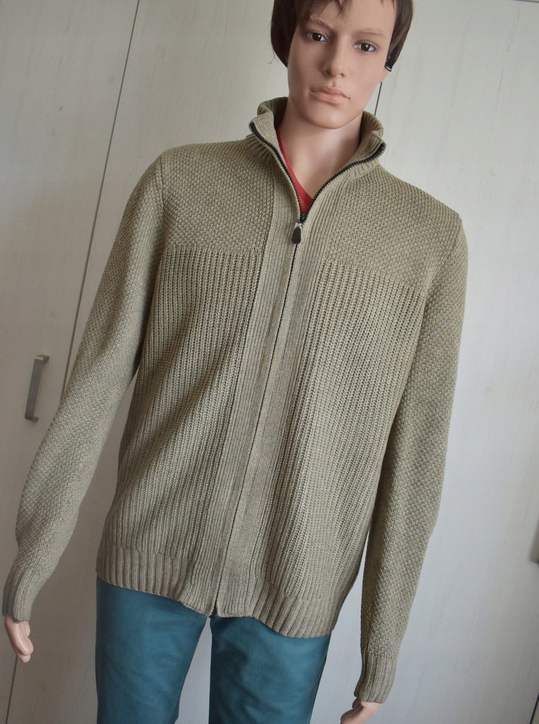 Sweter M wełniany kardigan bluza zasuwany sportowy - 13929395729 ...