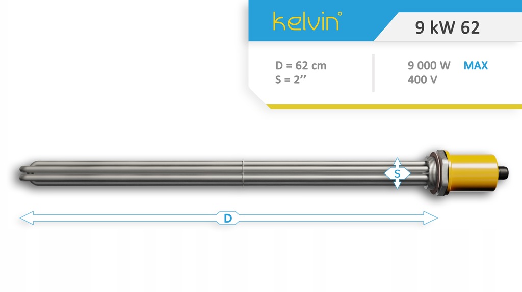 Zespół grzejny grzałka do bufora Kelvin 9 kW 62 - 13628378570 - oficjalne archiwum Allegro
