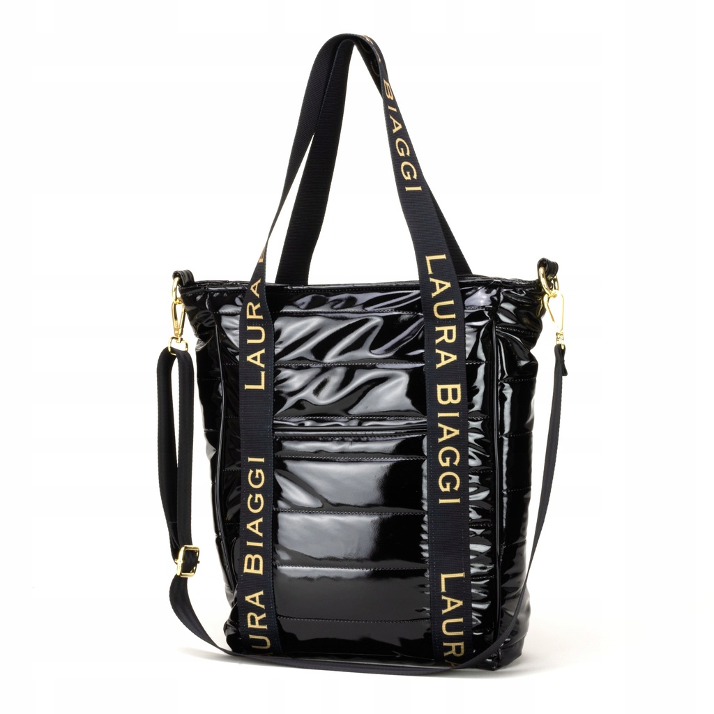 TOREBKA LAURA BIAGGI A4 SHOPPER NA RAMIĘ CZARNA - 12737252085 - oficjalne archiwum Allegro