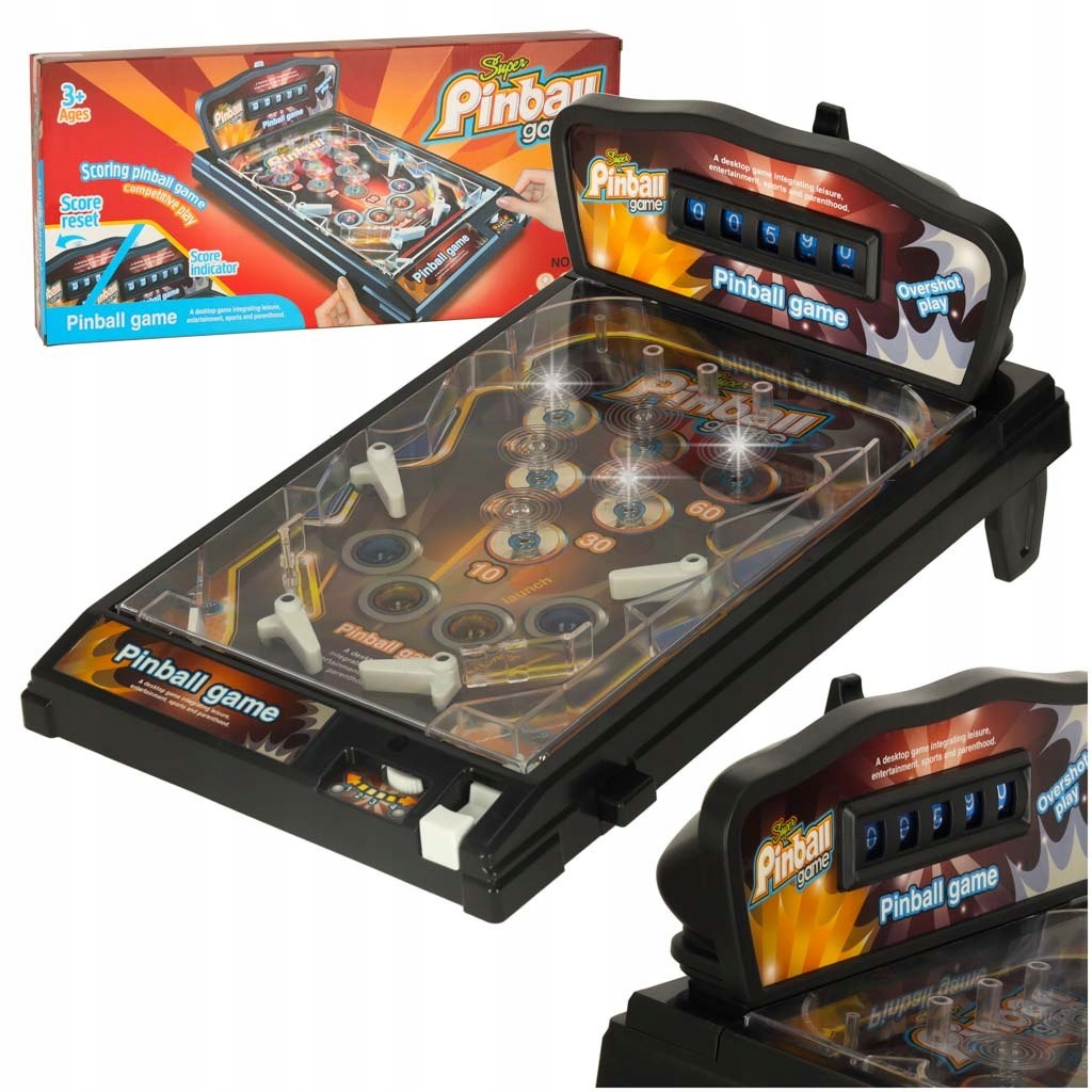 Flipper Pinball Fliper Stołowa Gra Zręcznościowa Dźwięk + Światło ...