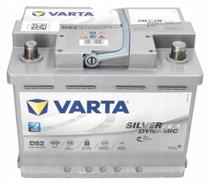 AKUMULATOR VARTA D52 60AH/680A 12V +P AGM - 12491890468 - oficjalne archiwum Allegro
