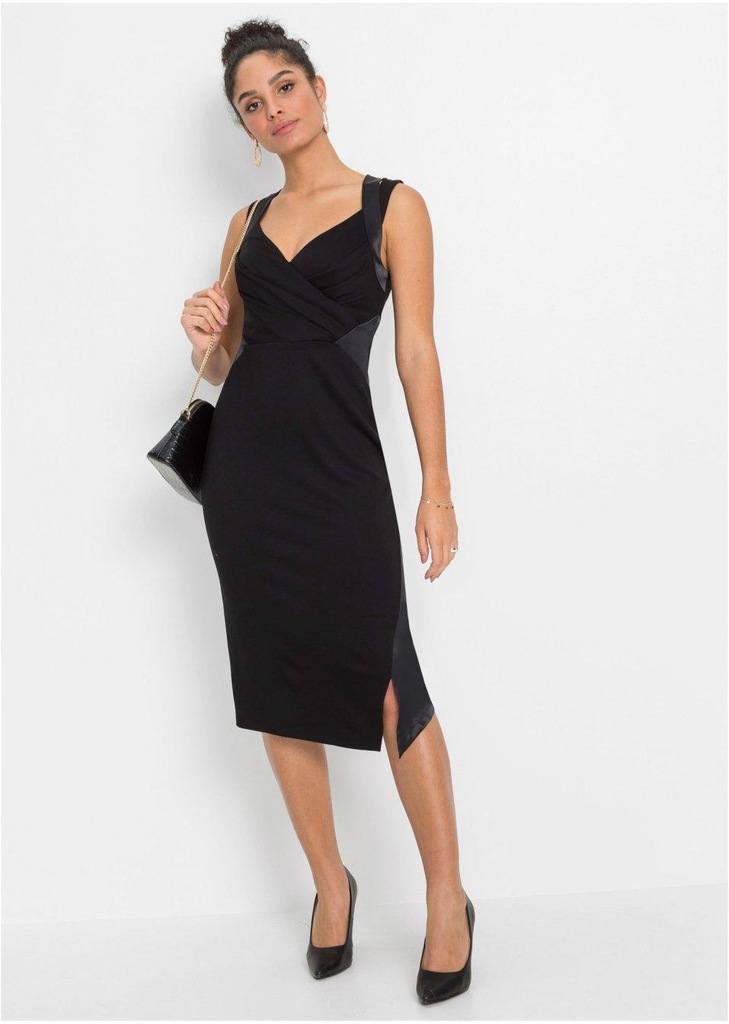 BODYFLIRT CZASNA SUKIENKA Z SATYNOWĄ WSTAWKĄ 50 - 13564801968 ...