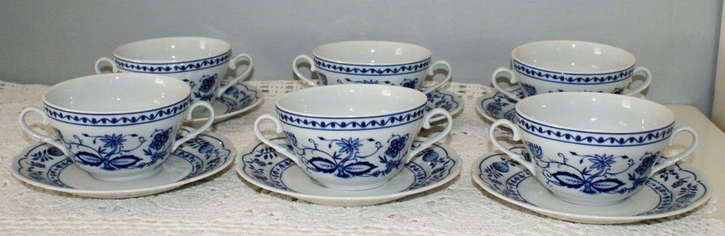 PIĘKNE BULIONÓWKI WZÓR CEBULOWY KAHLA 6 sztuk - 12456046380 - oficjalne archiwum Allegro