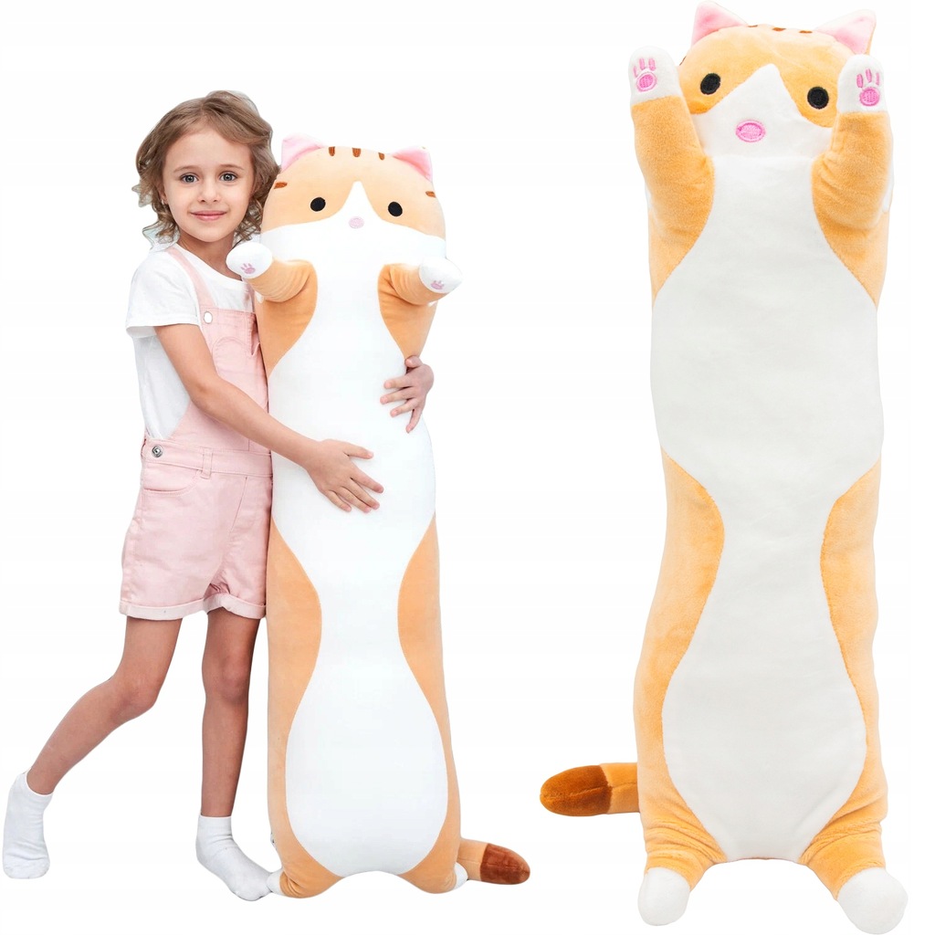 DŁUGI KOTEK MASKOTKA PLUSZAK PODUSZKA KOT 75CM - 13067813472 ...
