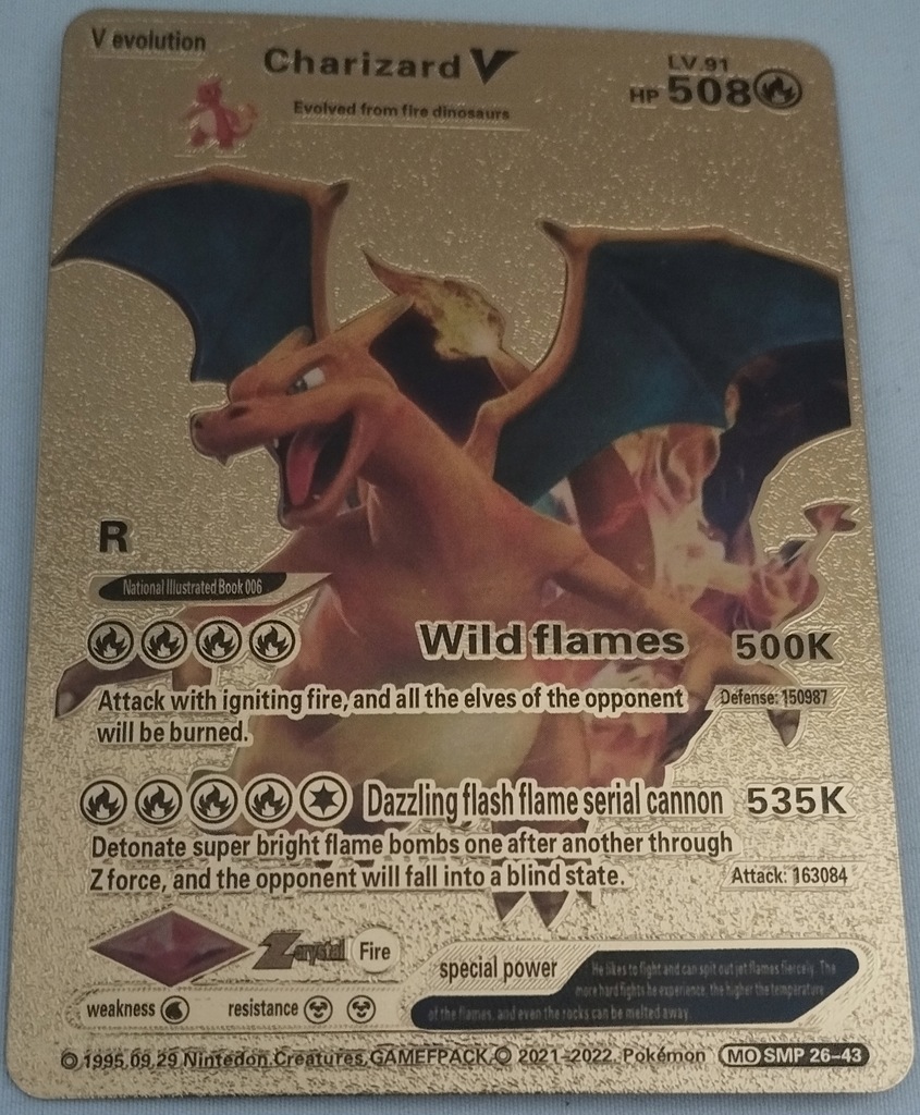ZŁOTA KARTA POKEMON CHARIZARD HP508 - 13632623283 - oficjalne archiwum Allegro