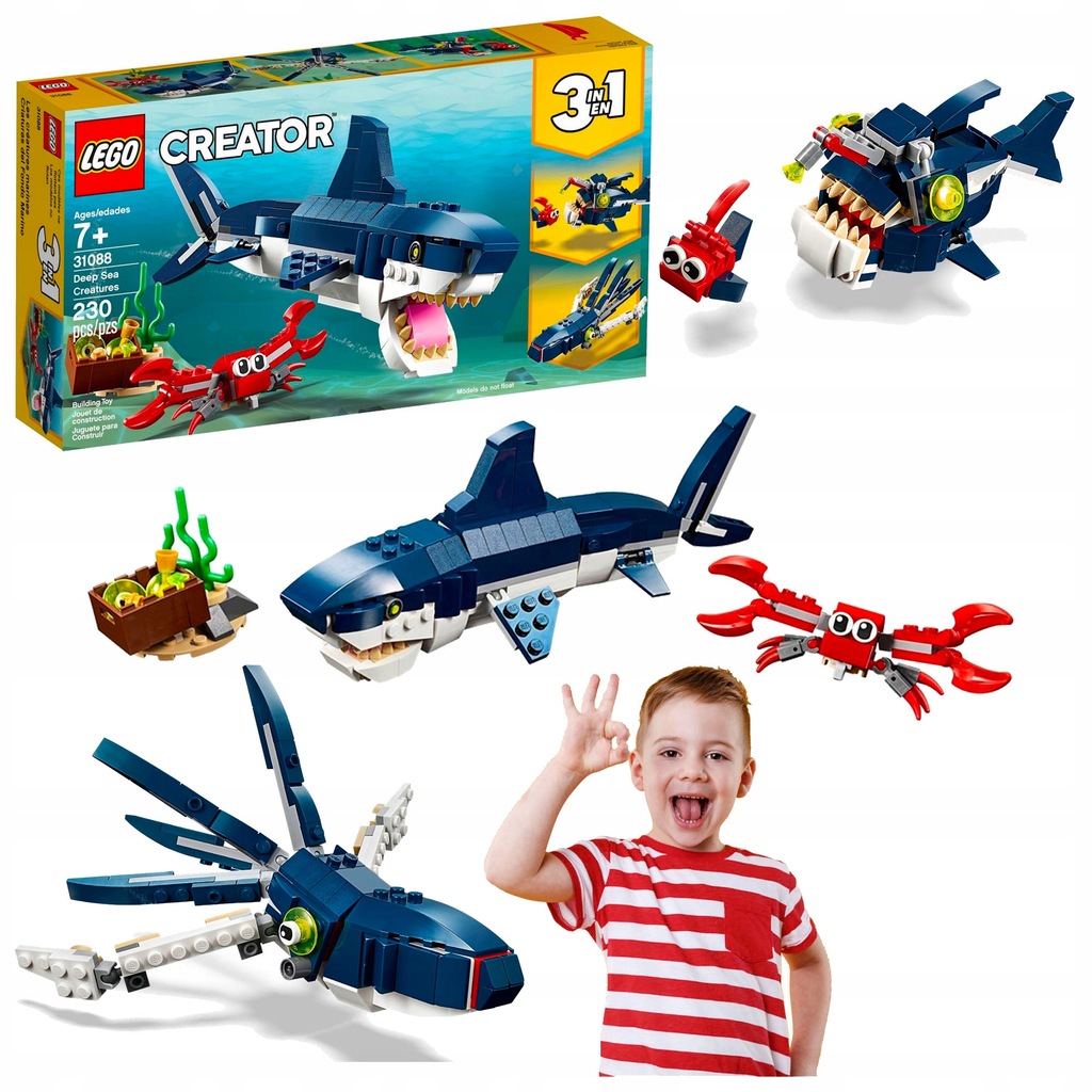 LEGO CREATOR MORSKIE STWORZENIA REKIN ŻABNICA 3w1 - 13460483453 ...