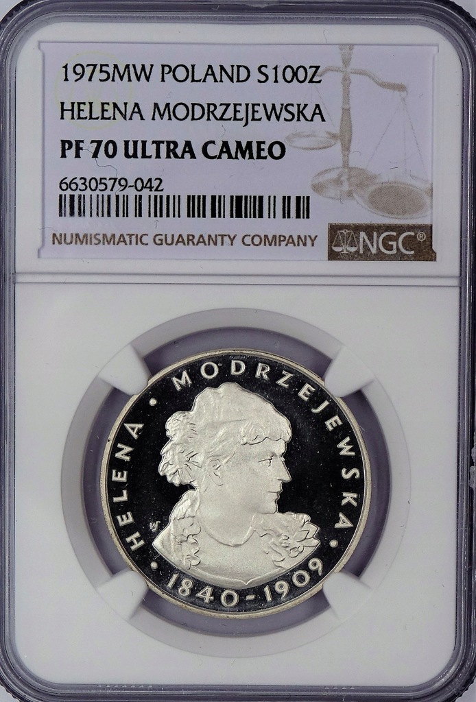 100 zł 1975 Helena Modrzejewska - NGC PF70 MAX - 13126061065 ...