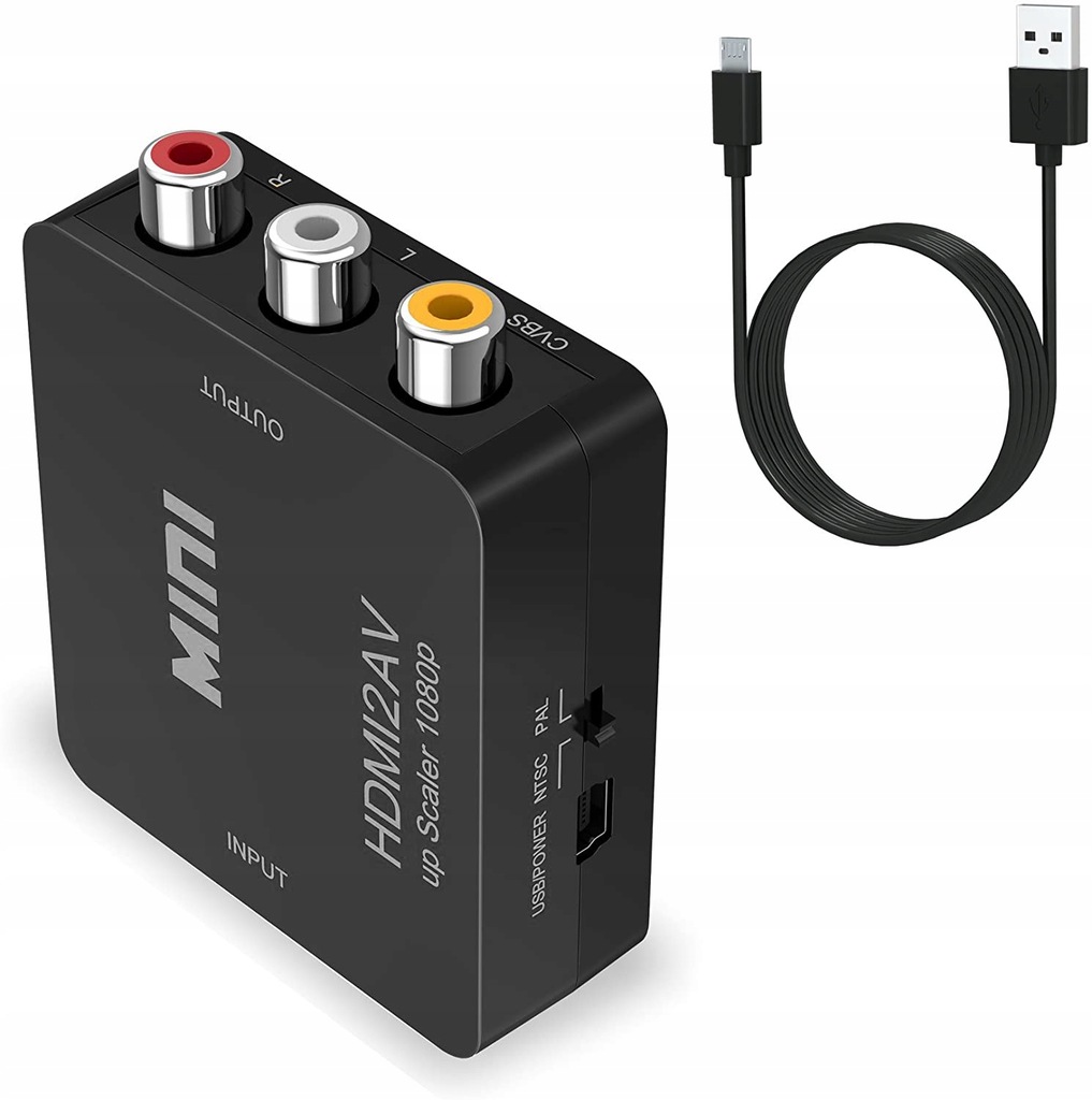 ADAPTER PRZEJŚCIÓWKA HDMI KONWERTER HDMI DO AV RCA CVBS CINCH 1080p ...