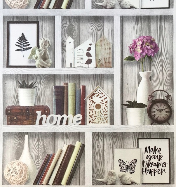 TAPETA 218183-21 Półki z książkami, ozdoby Papier - 9626101661 ...