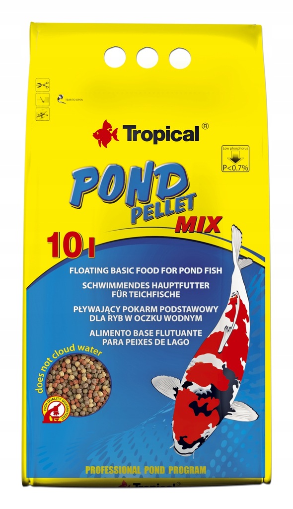 Tropical Pond Pellet Mix 10l 1,3kg dla ryb oczko - 10511890688 ...