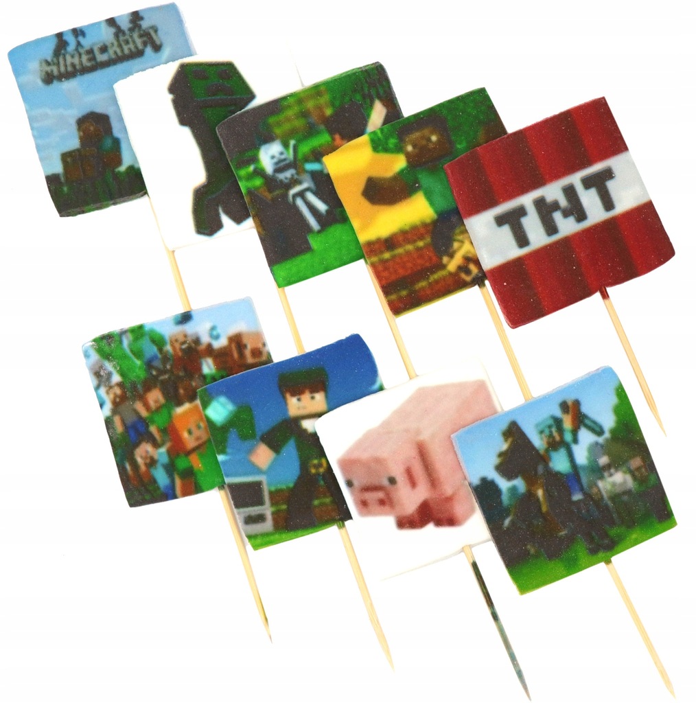 MINECRAFT zestaw topper na tort dekoracje cukrowe - 11259361696 ...