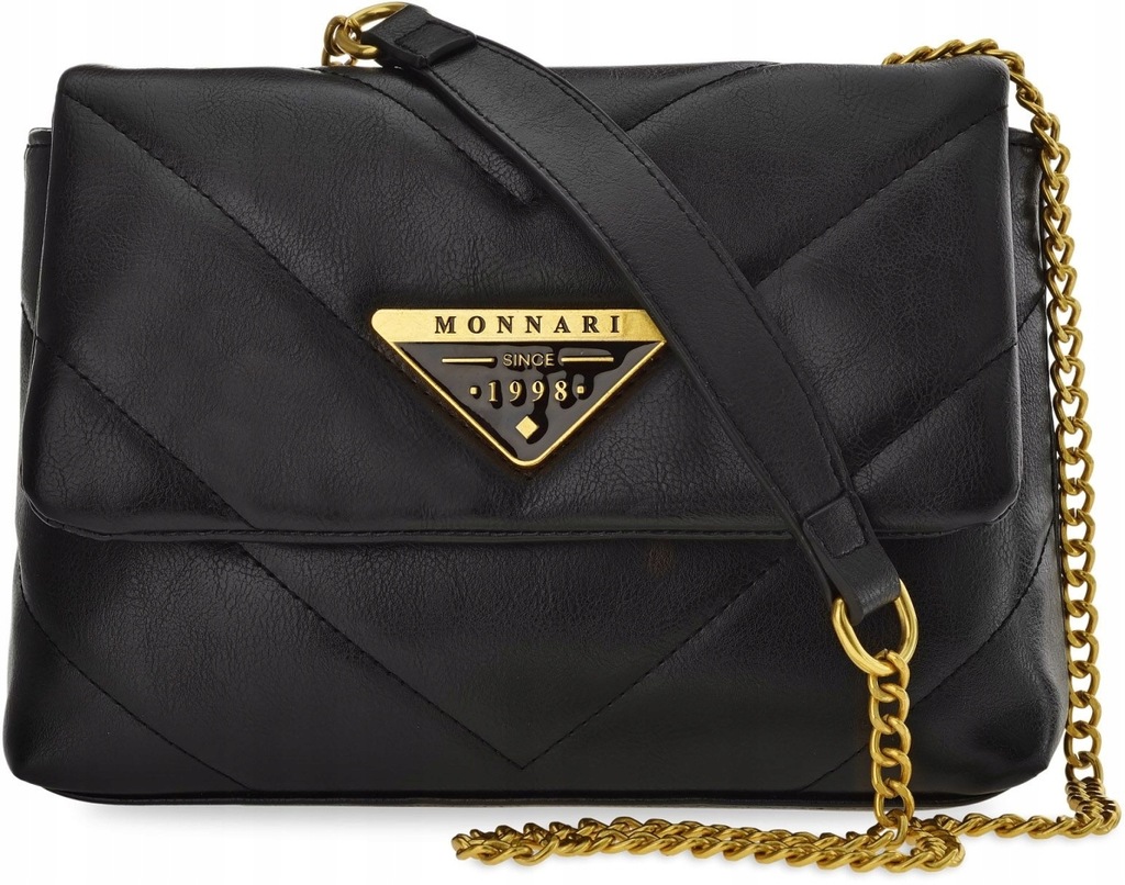 MONNARI Czarna PIKOWANA TOREBKA Duża LISTONOSZKA Elegancka TORBA NA RAMIĘ - 14028966797 ...