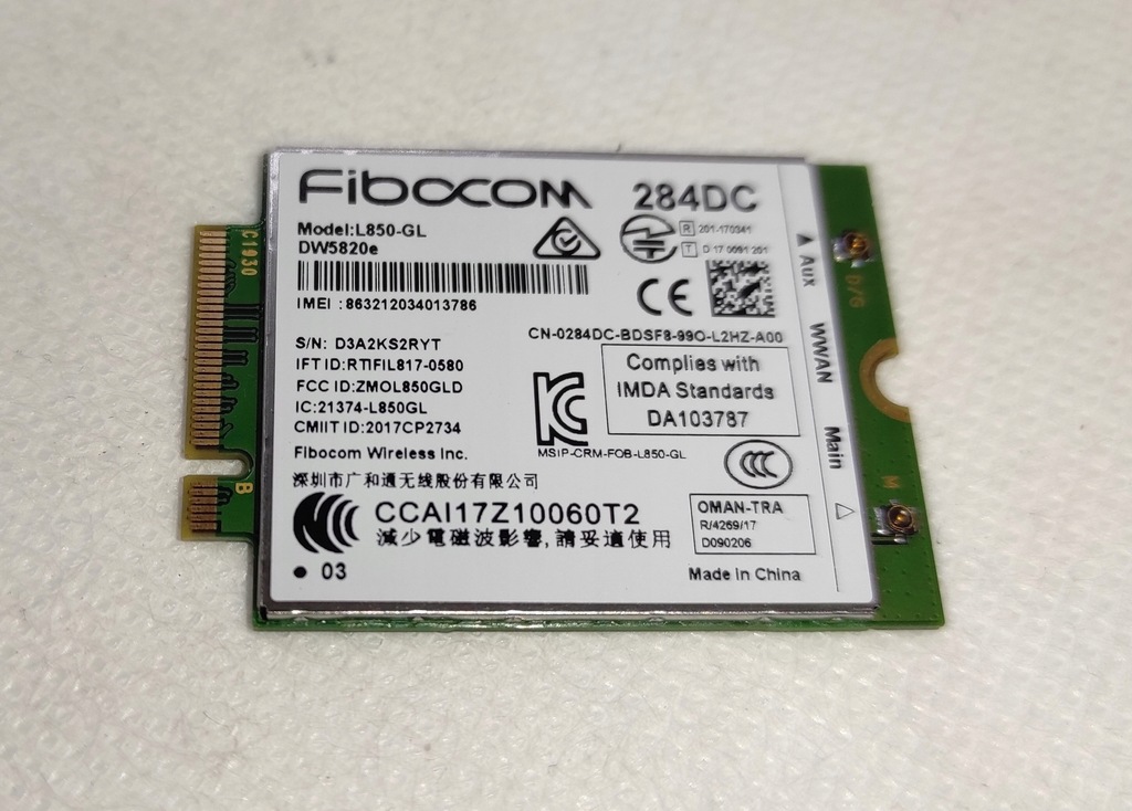 Modem LTE Fibocom L850-GL DW5820e 7360 LTE-A DELL Latitude 5500 ...