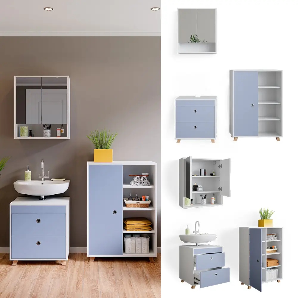 MEBLE ŁAZIENKOWE RETRO 3-CZĘŚCIOWY ZESTAW VICCO - 12199516034 ...