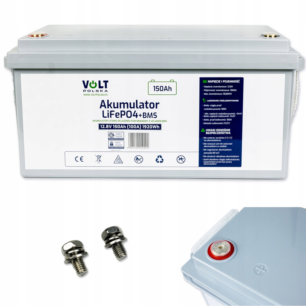 AKUMULATOR BEZOBSŁ. LiFePO4 VOLT 12V 150Ah Z BMS - 14430121319 - oficjalne archiwum Allegro