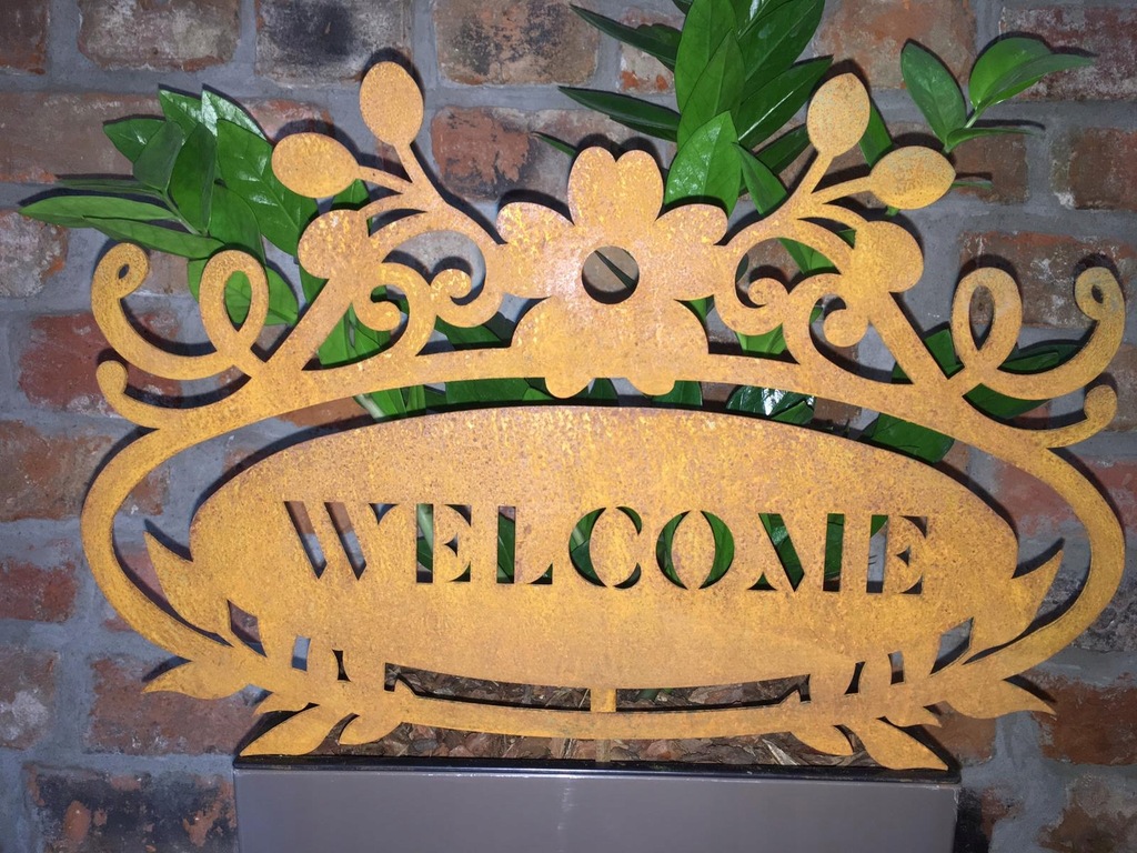 Tabliczka Welcome napis ozdoba ogrodowa dekor Rdza - 8837732951 ...