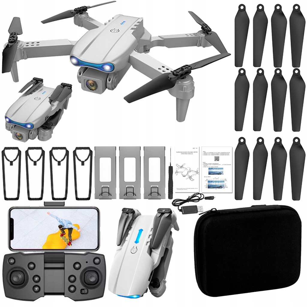 DRON E99 PRO MAX WIFI ZABAWKA 3x AKU 2x KAMERY 4K - 13684623515 - oficjalne archiwum Allegro