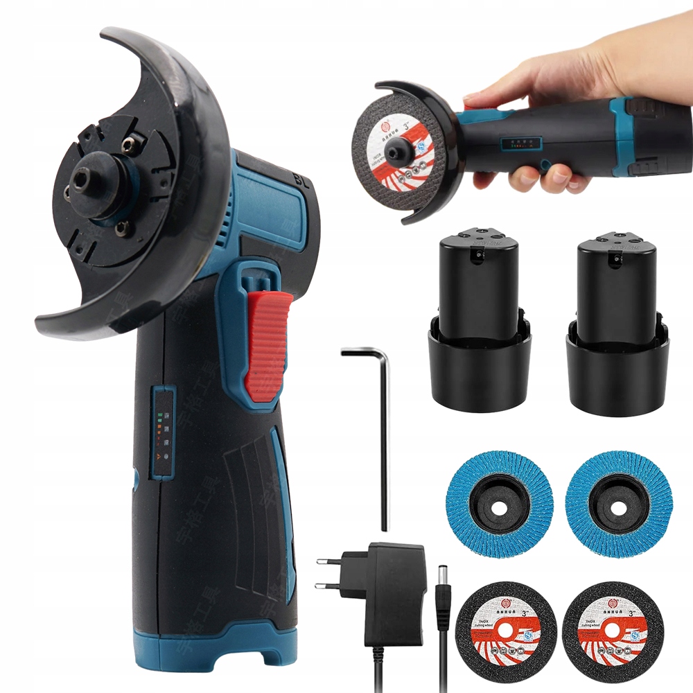 SZLIFIERKA KĄTOWA MINI AKUMULATOROWA 12V BEZPRZEWODOWY 2 AKU 1500mAh ...