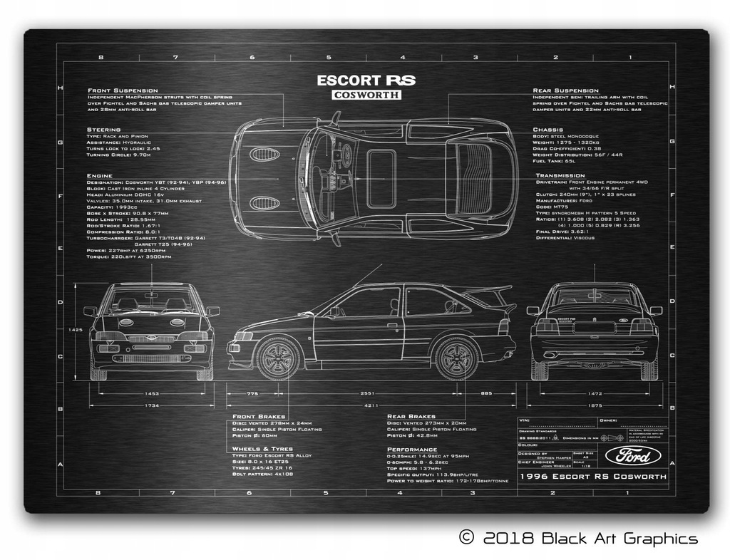 Metalowa Plakietka Ford Escort RS Cosworth Signs - 10147485375 ...