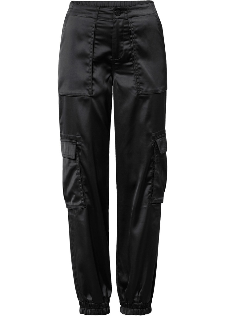 EA218 SPODNIE DAMSKIE Z POŁYSKIEM CARGO DŁUGIE BONPRIX 54 CZARNE ...