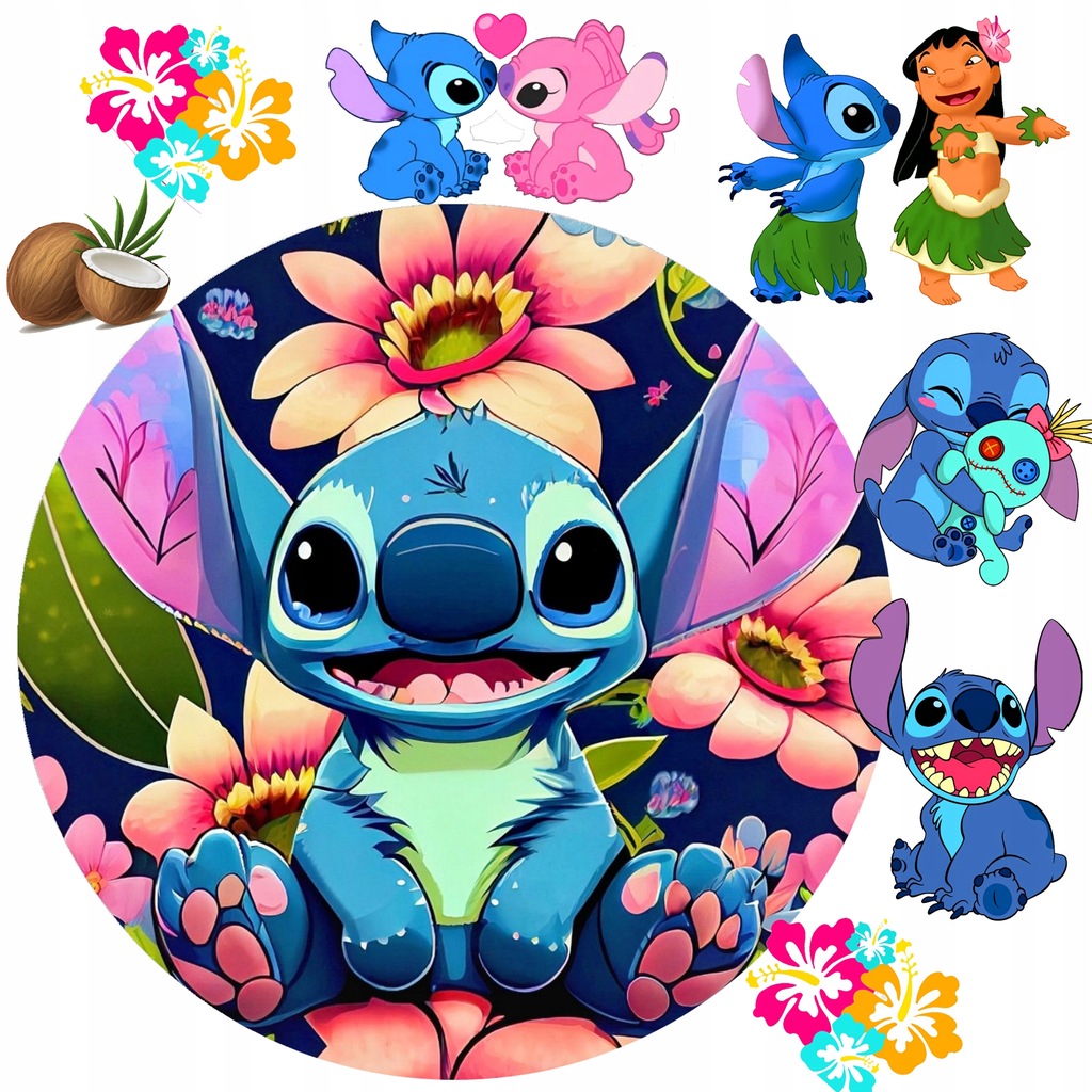 OPŁATEK NA TORT LILO I STICH + POSTACIE + NAPIS - 15236517860 ...