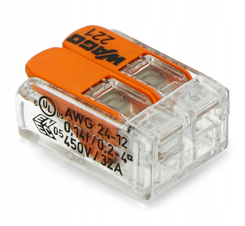 Kostka elektryczna samozaciskowa WAGO 2pin 4mm 32A - 10921670919 ...