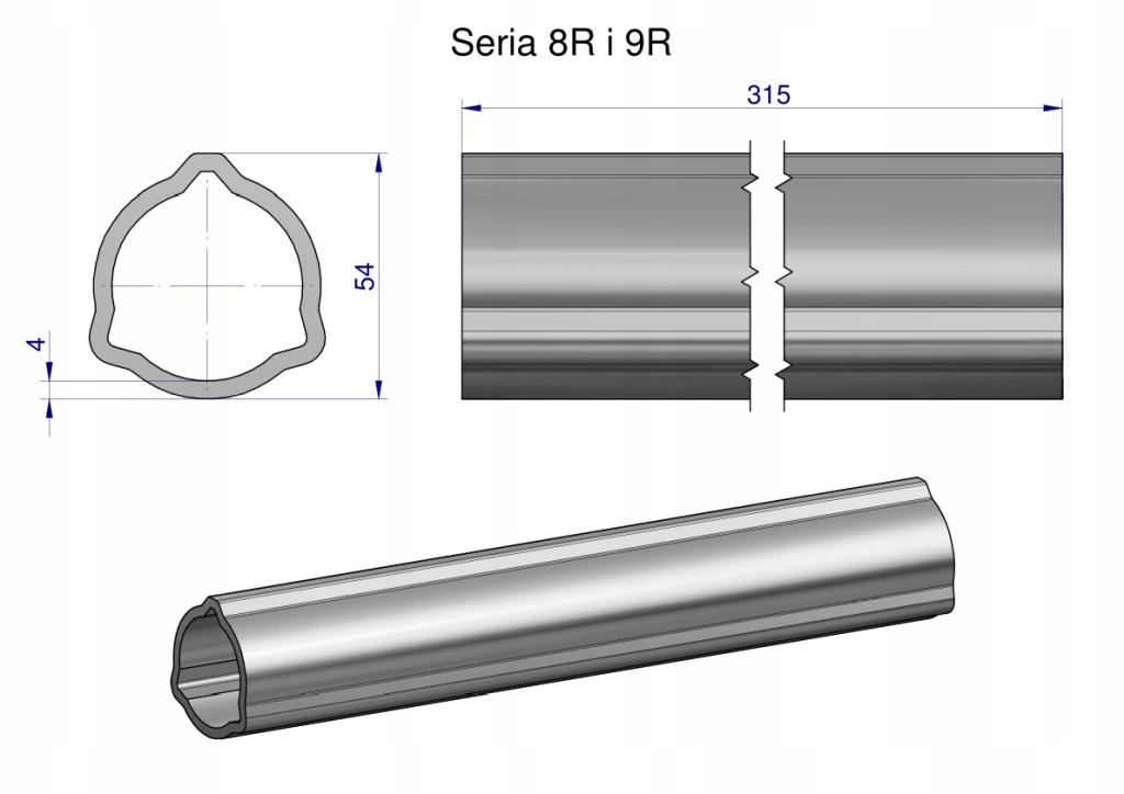 Rura wewnętrzna Seria 8R i 9R do wału 460 przegubo - 13305408120 - oficjalne archiwum Allegro