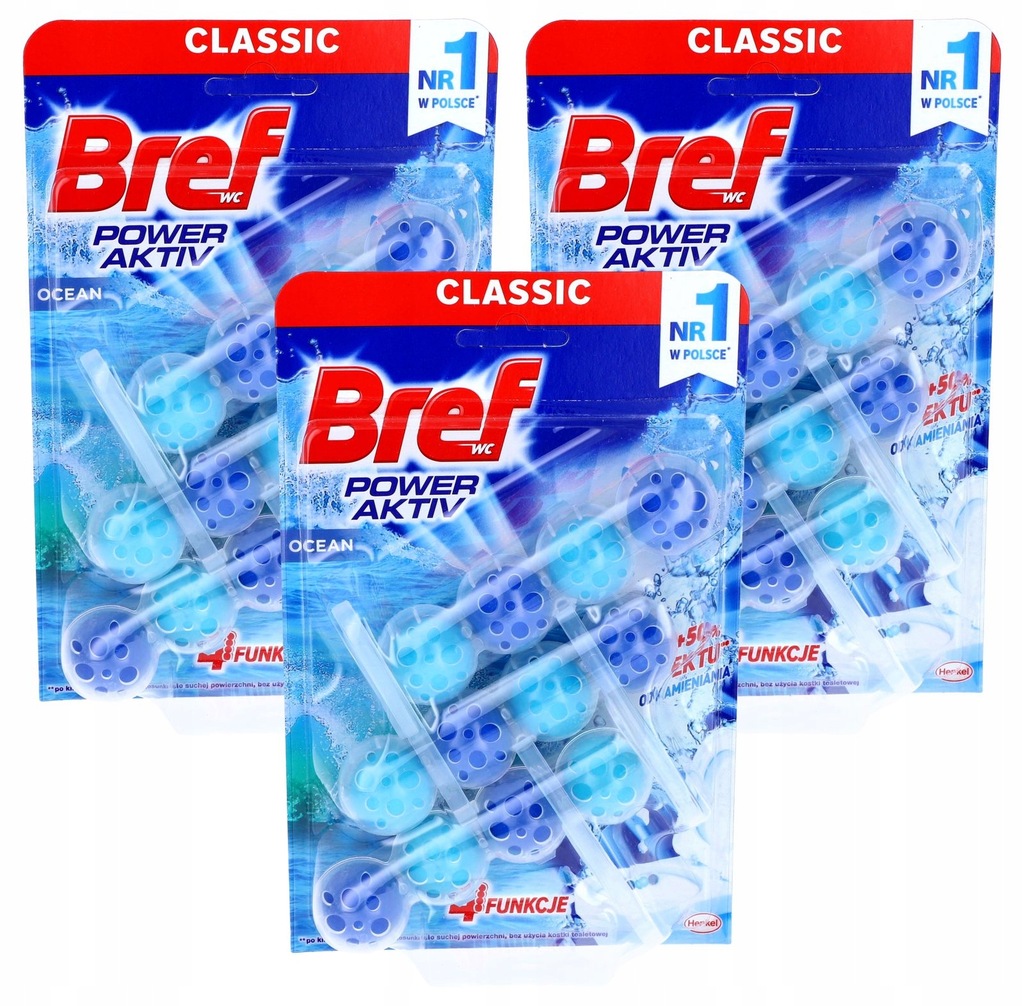ZESTAW Zawieszka do toalety OCEAN MORSKI BREF POWER AKTIV 3x3szt ...