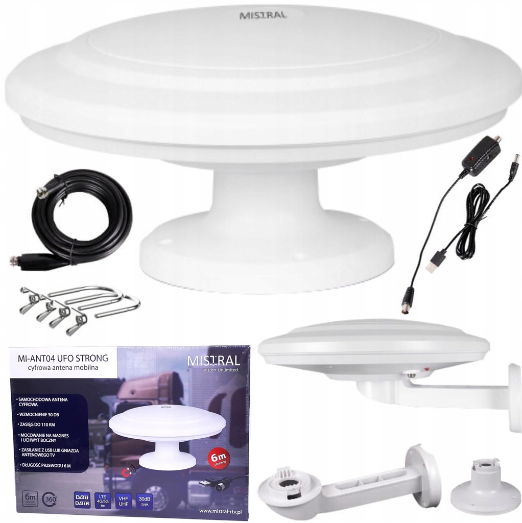 Antena DVB-T2 samochodowa Mistral UFO Magnes 04B - 13229441460 - oficjalne archiwum Allegro