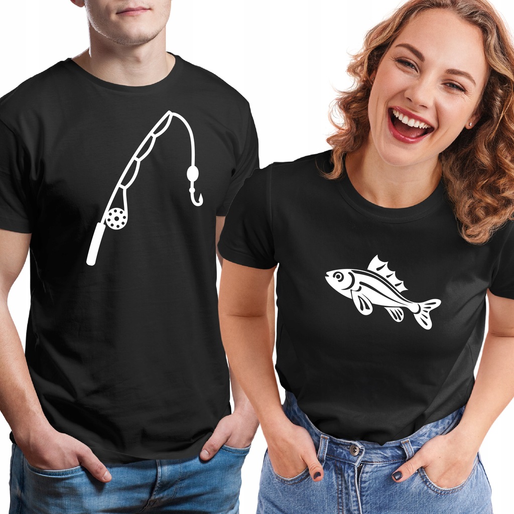 ZESTAW KOSZULK DZIEŃ CHŁOPAKA DLA WĘDKARZA PARA - 12586016270 - oficjalne archiwum Allegro