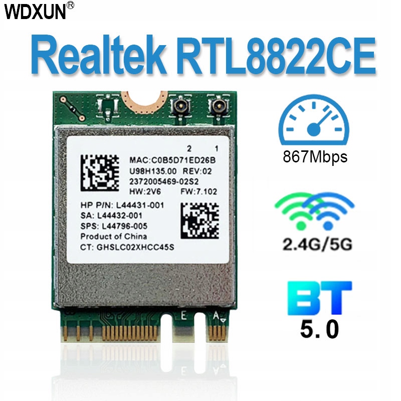 RTL8822ce karta WIFI 2.4G/5G dwuzakresowy 802.11ac - 13575003303 - oficjalne archiwum Allegro