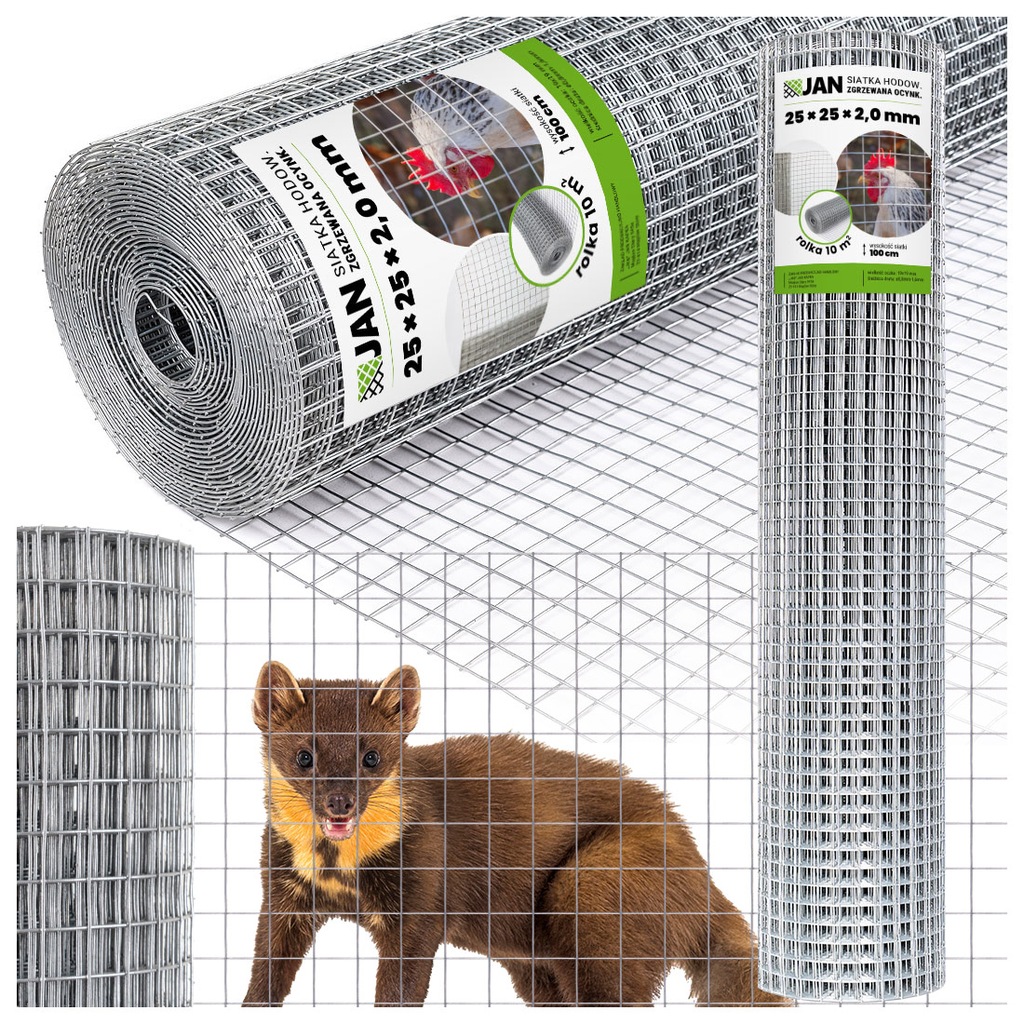 Siatka Na Woliery Zgrzewana 25x25x2,0 10m2 Klatki Hodowla przeciw KUNIE - 16529558118 ...