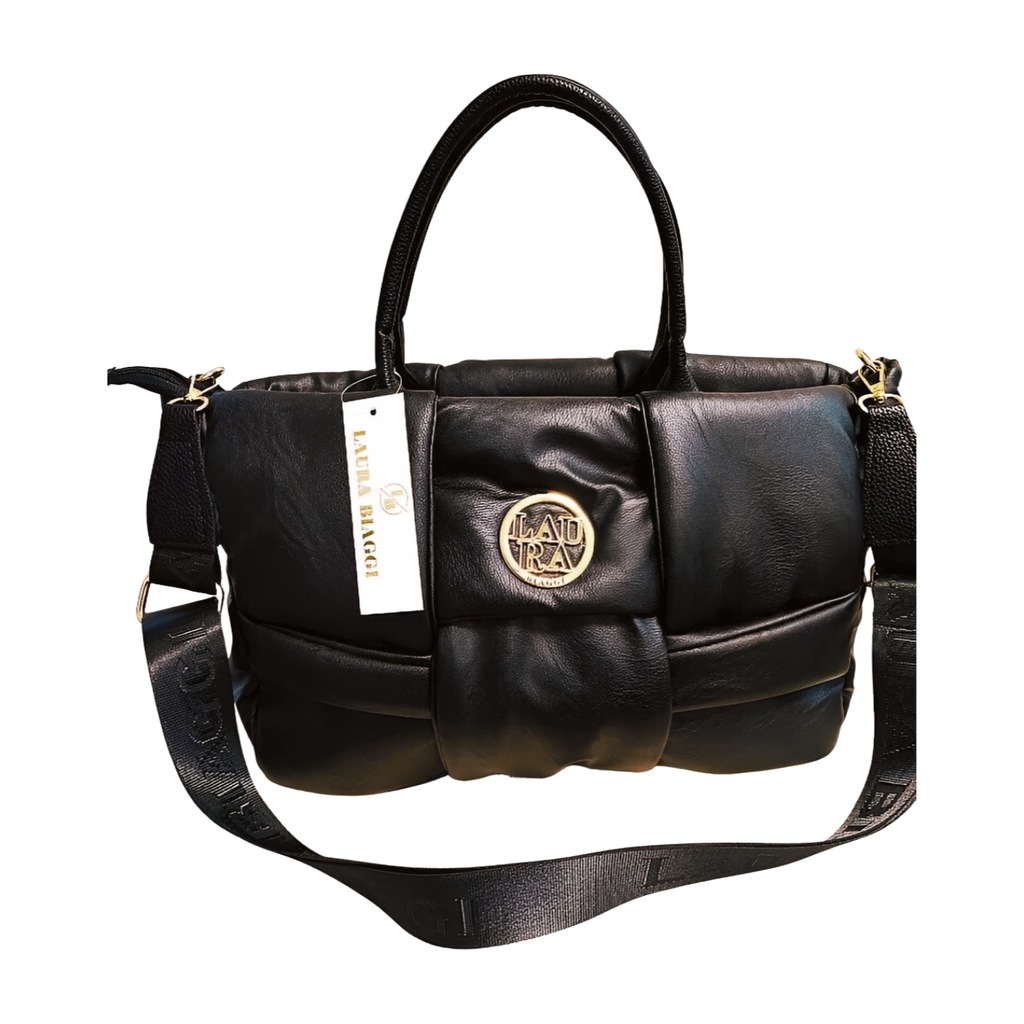 Laura Biaggi torba shopper czarna plecionka - 16696553956 - oficjalne archiwum Allegro