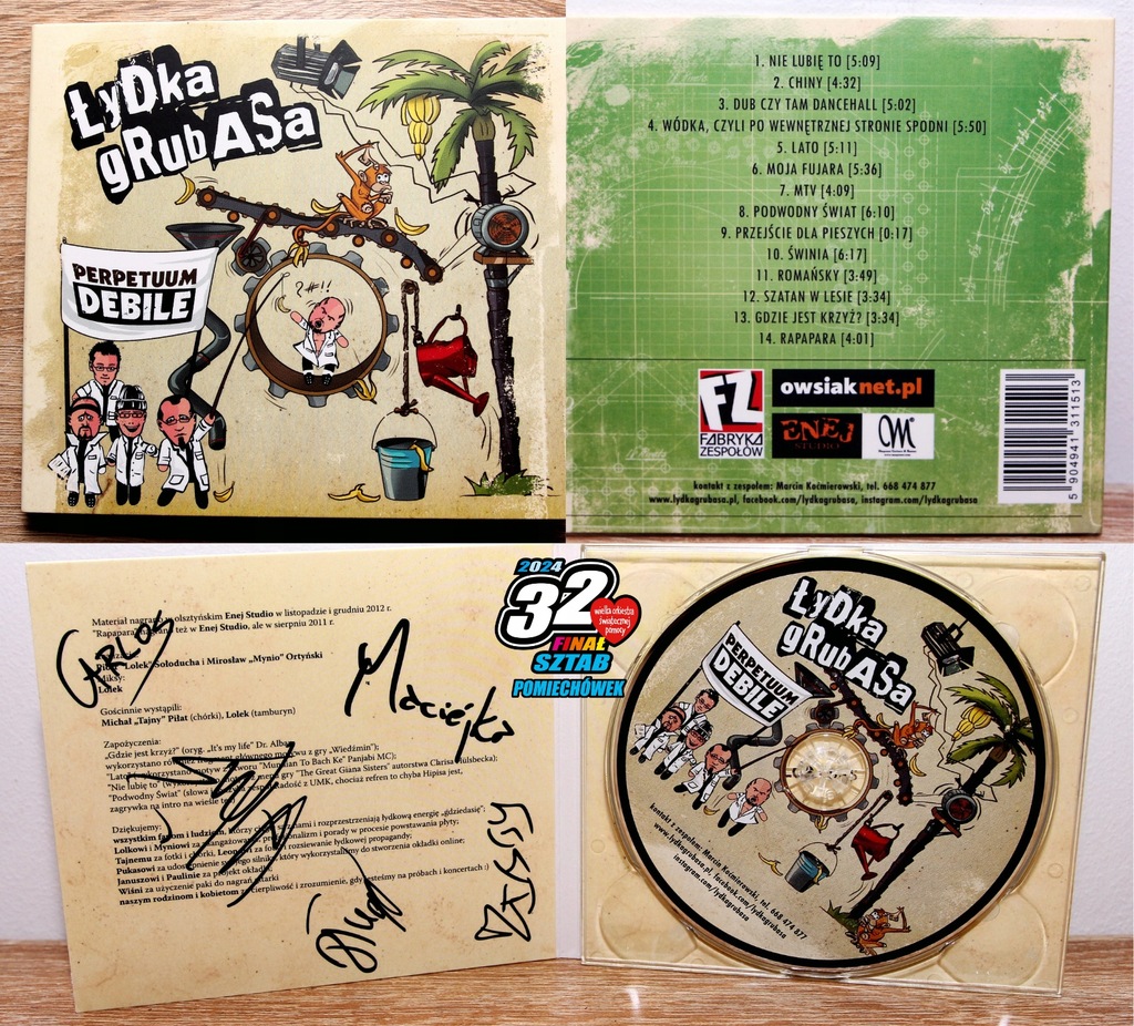 Płyta CD Łydka Grubasa "PERPETUUM DEBILE" z autografami całego zespołu ...