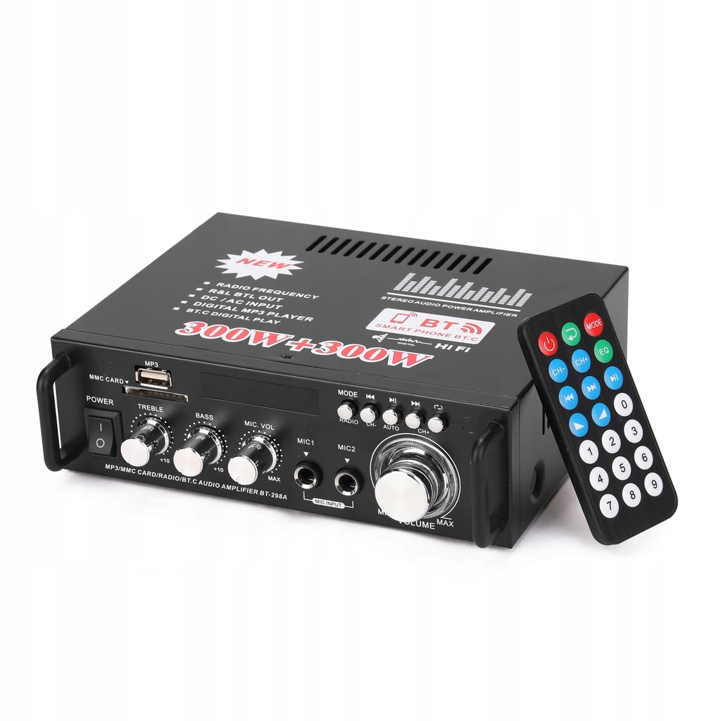 Wzmacniacz samochodowy 2CH LCD HIFI BT FM 600W - 10184080420 - oficjalne archiwum Allegro