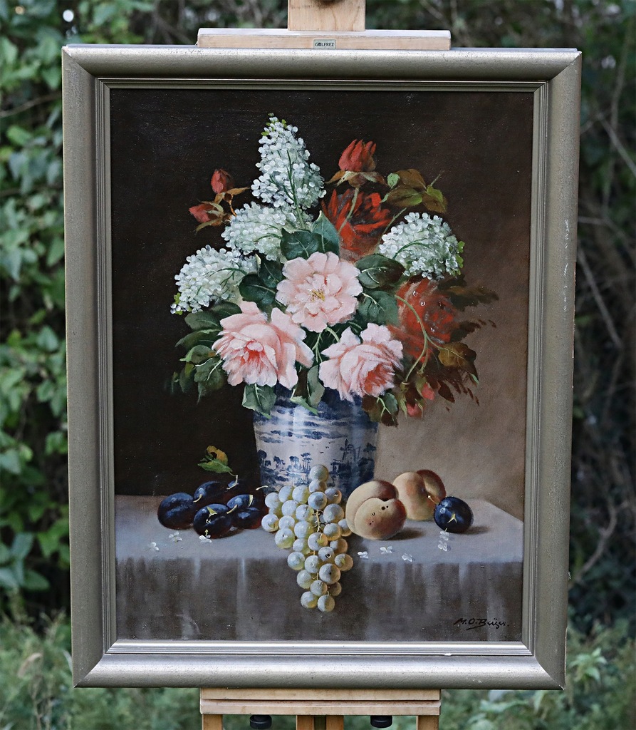 Max Otto Beyer (1863-1902) - martwa natura z kwiatami i owocami ...