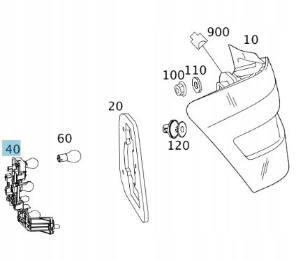 OPRAWKA ŻARÓWKI TYLNEJ LAMPY W204 A2048201977 - 12185899938 - oficjalne ...