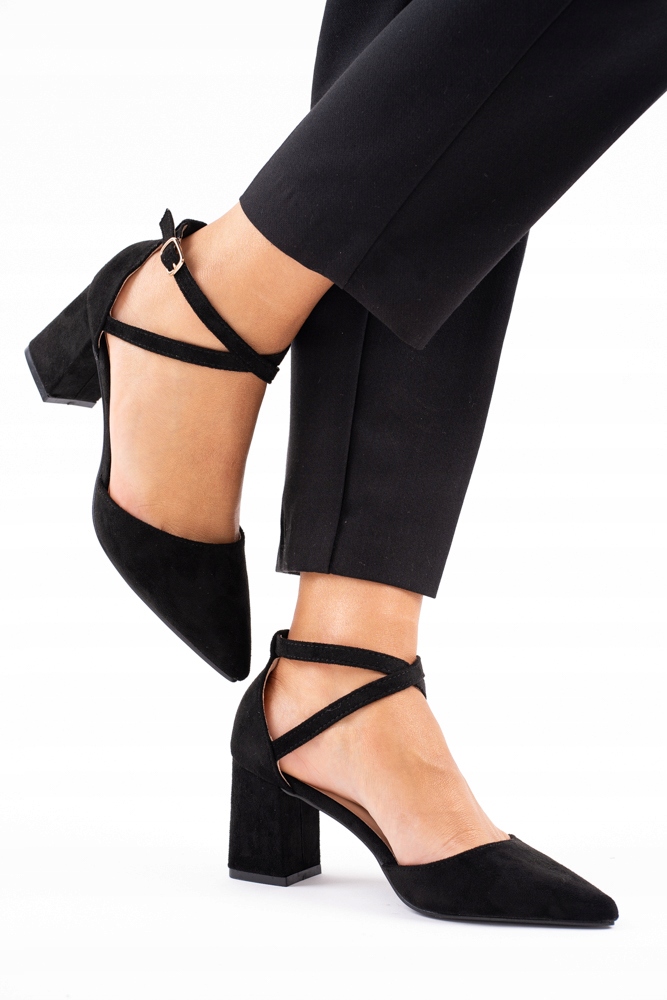 Czarne sandały damskie z zakrytą piętą i palcami na słupku 39 ...