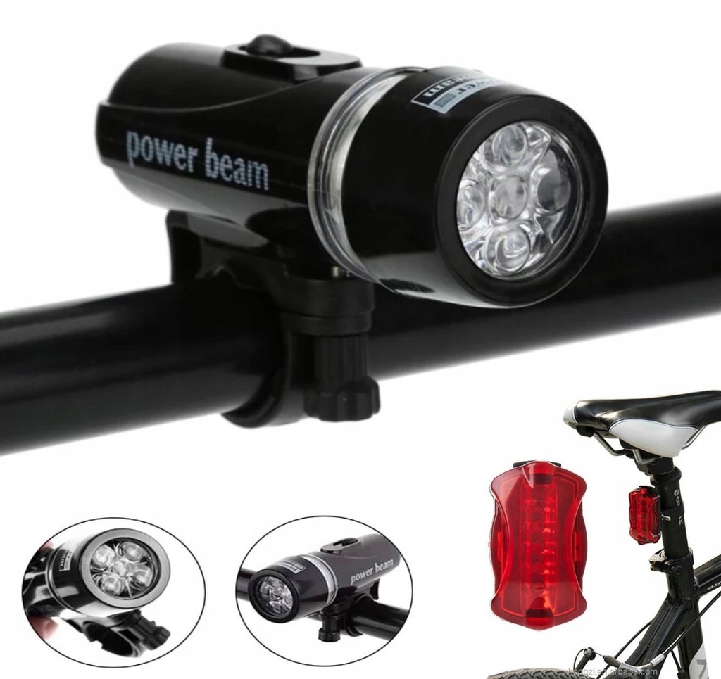 LAMPKI ROWEROWE ROWER OŚWIETLENIE ZESTAW LAMPEK - 12455391982 ...