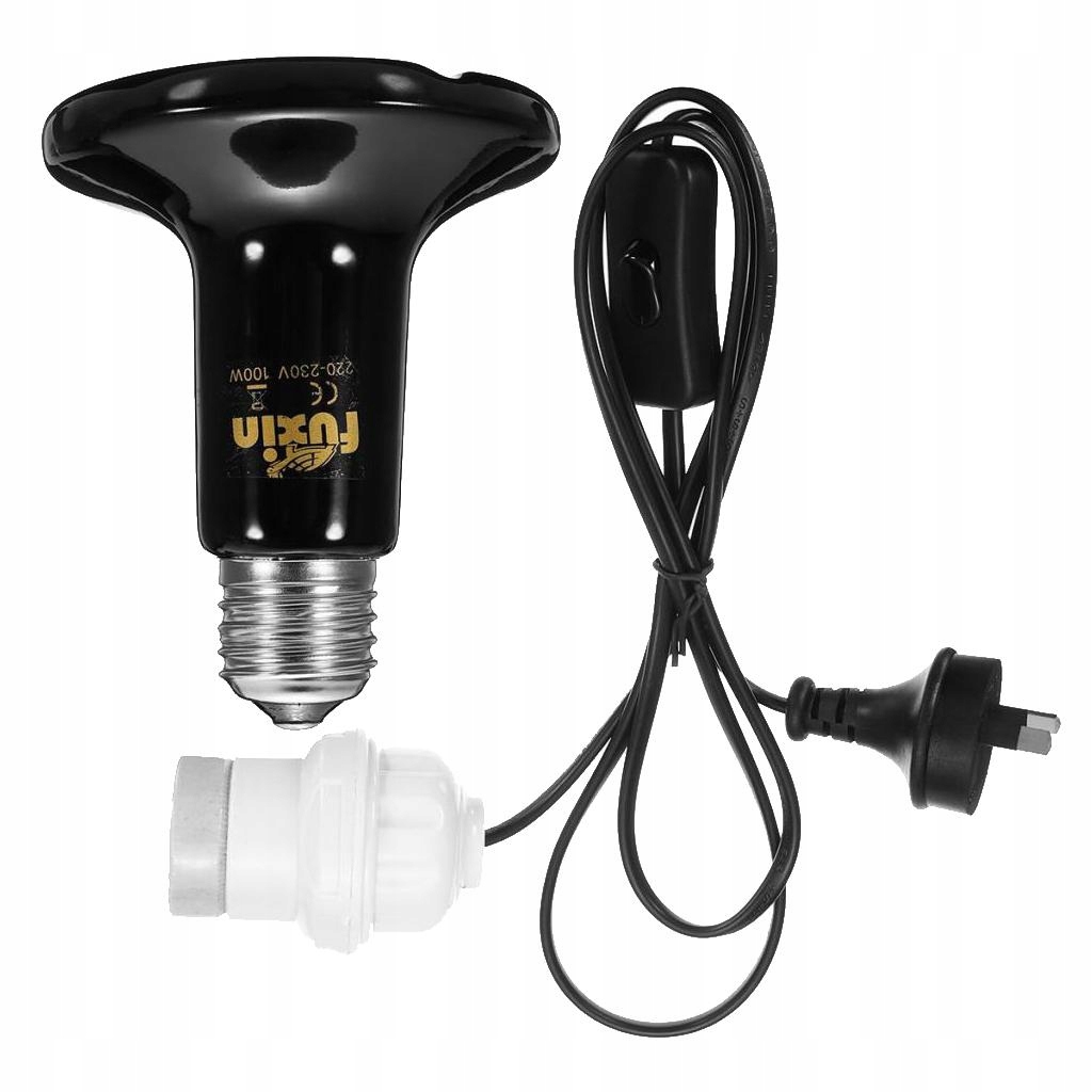 E27 Infrared Ceramic Heat Emitter Lamp Bulb and Holder AU plug Black ...