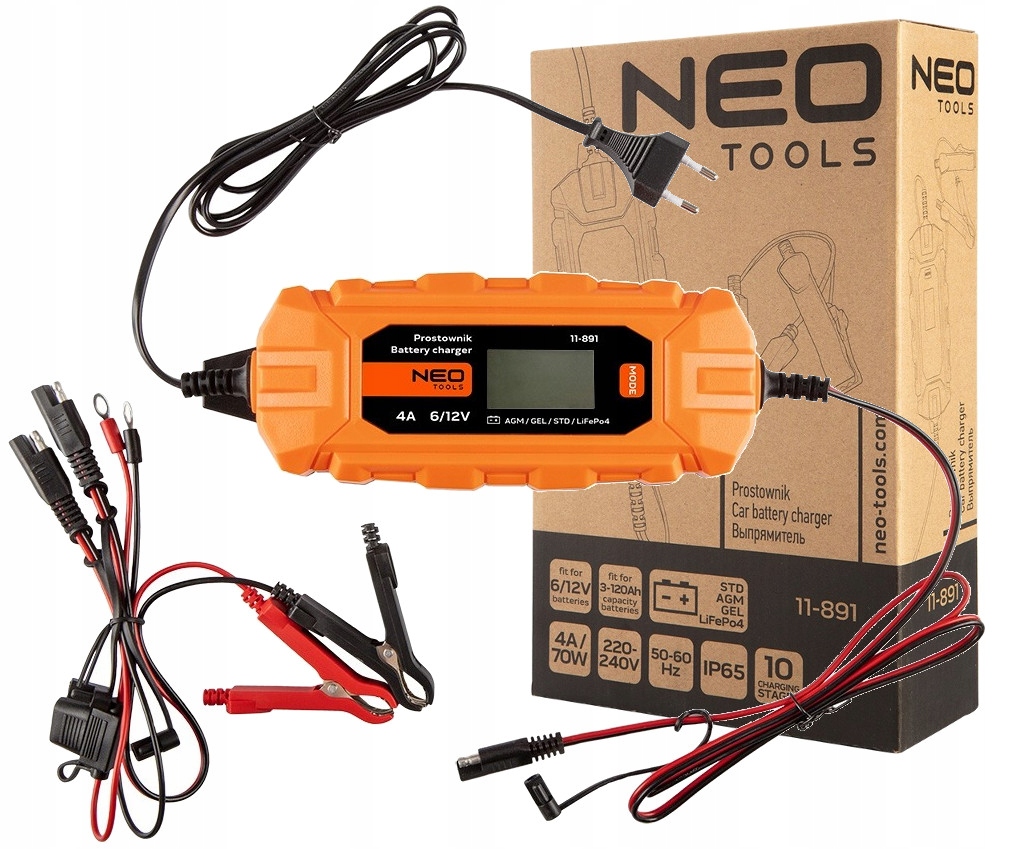 NEO ŁADOWARKA PROSTOWNIK DO AKUMULATORA 6V 12V 4A - 11471648389 ...