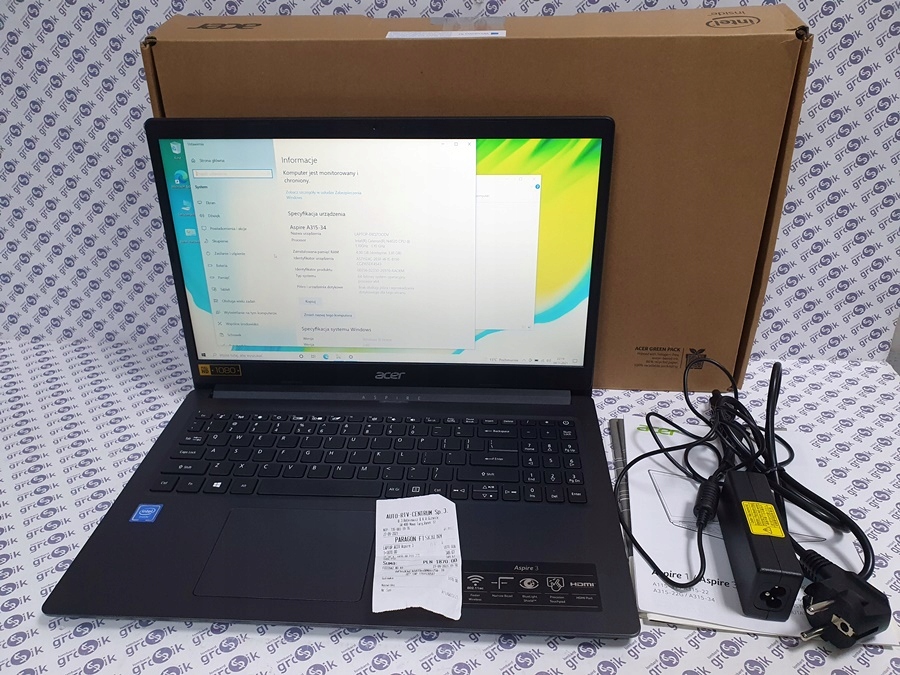 Laptop Acer Aspire 3 A315-34-C552 - 11390798554 - oficjalne archiwum Allegro