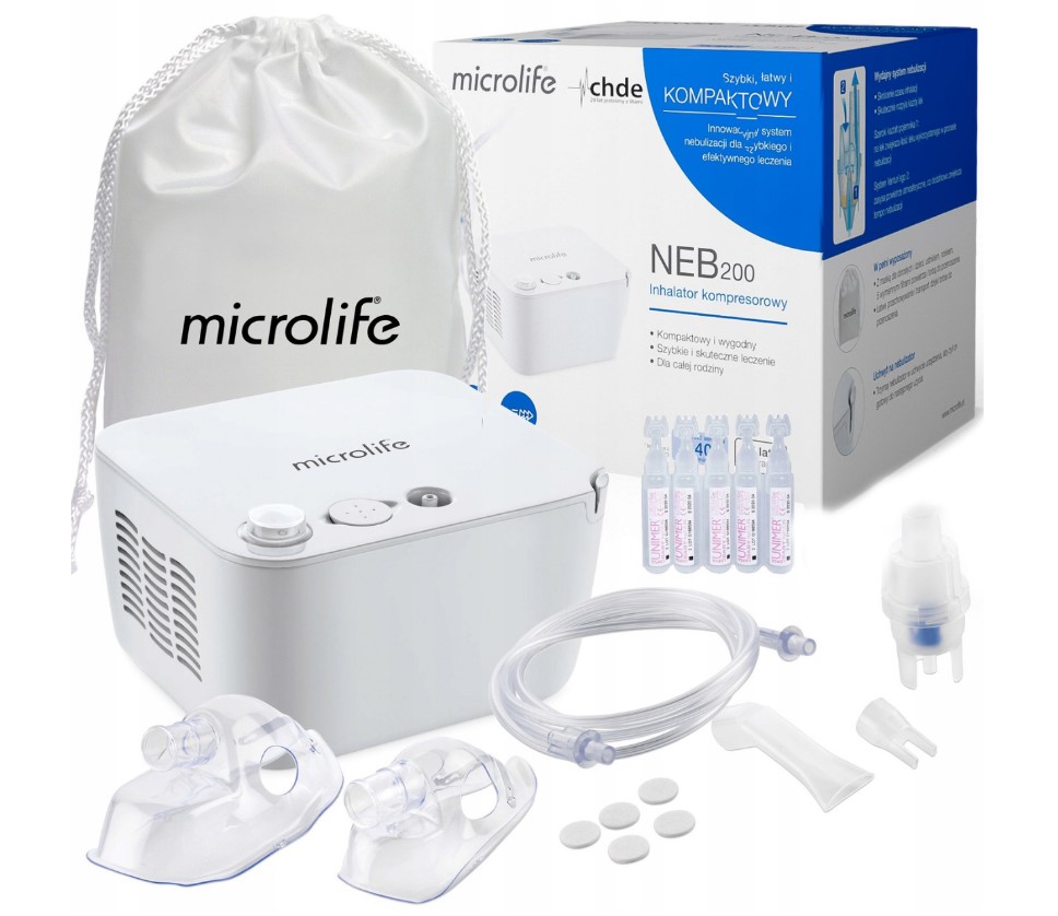MICROLIFE Inhalator nebulizator NEB 200 + sól fizjologiczna GRATIS ...