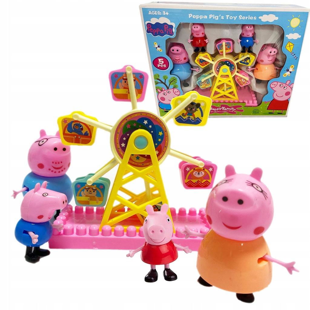 FIGURKI ŚWINKA PEPPA MEGA ZESTAW 4w1 WESOŁE MIASTECZKO PLAC ZABAW ...